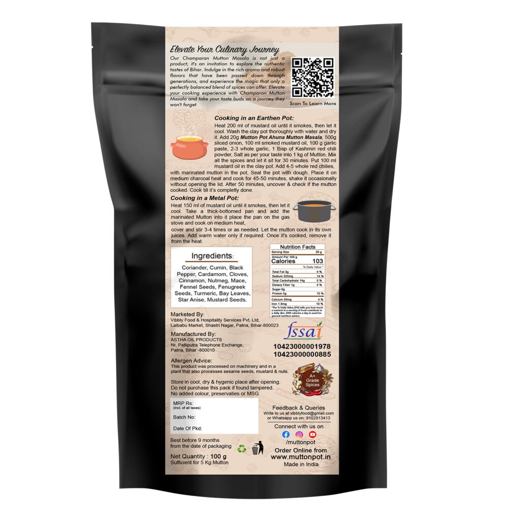 Champaran Ahuna Handi Mutton Masala (100g) – MuttonPot